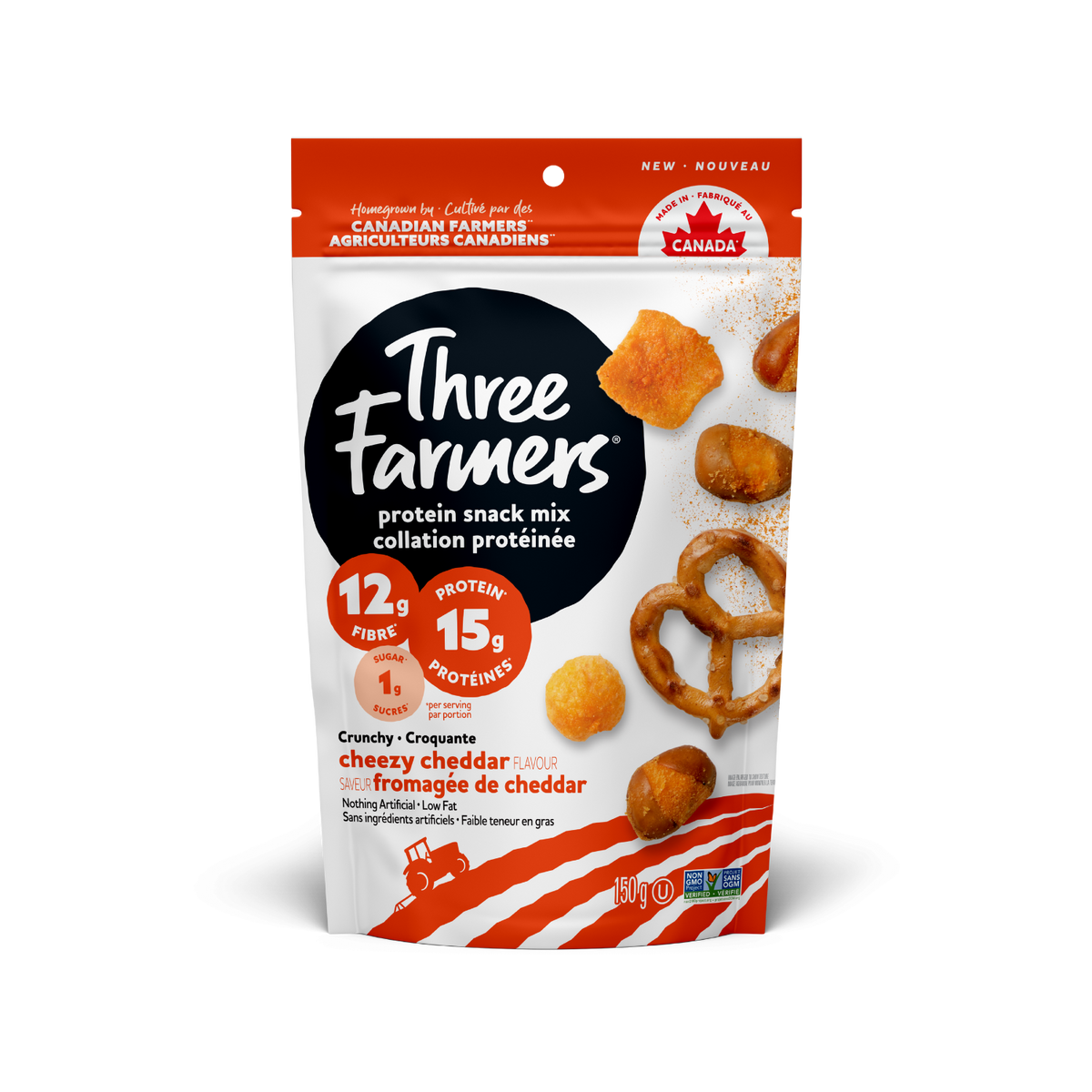 High Protein Cheezy Cheddar Snack Mix | Three Farmers Protein Snack